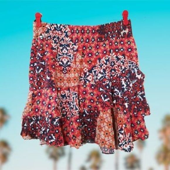 CAbi | Skirts | Cabi Isabel Ruffle Skirt Pull On Patchwork Floral Print ...